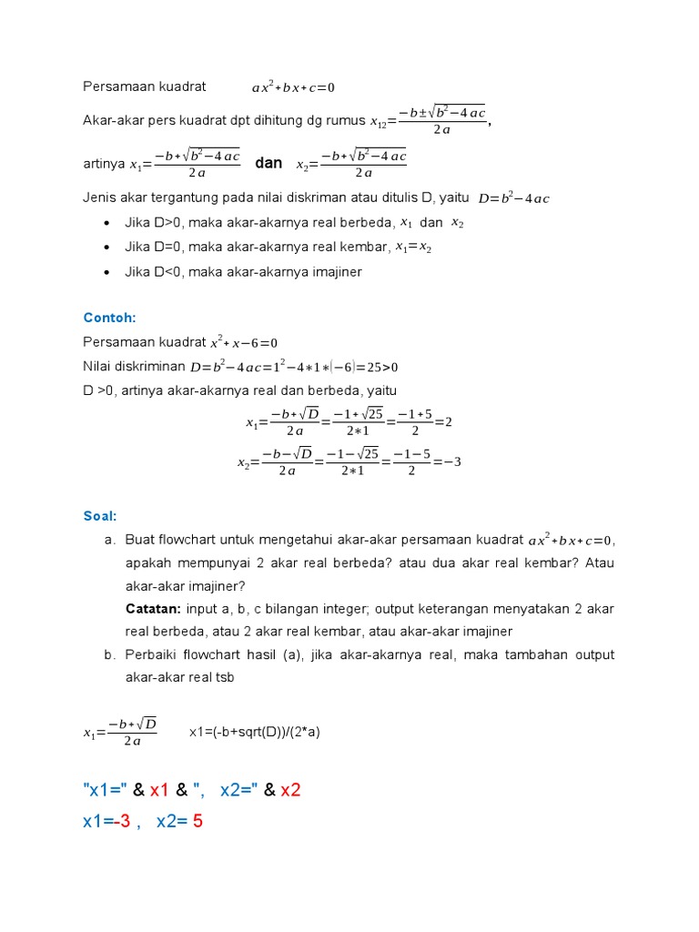 01b Persamaan Kuadrat | PDF | Metode & Bahan Ajar