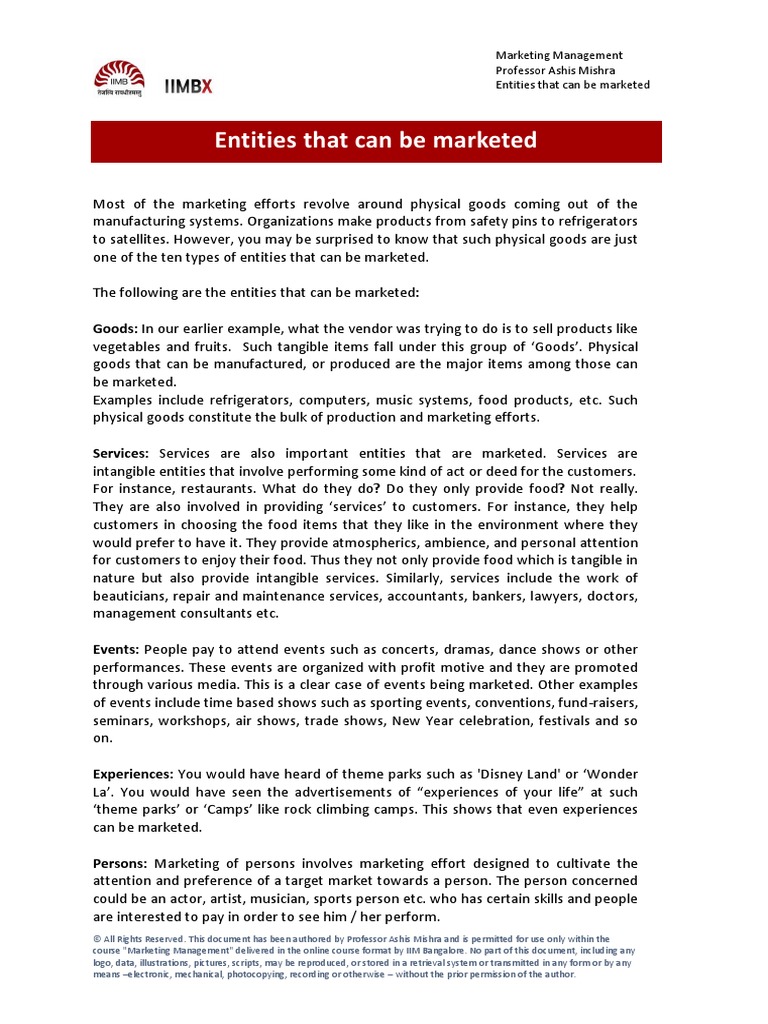 Marketing Entities Overview | PDF