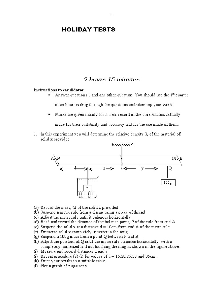 s4 Physics Paper 3 Exam 5 | PDF | Density | Metrology