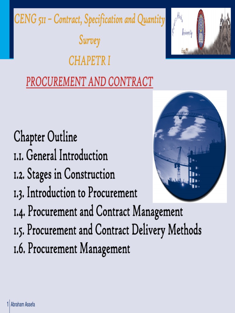 Chapter 1 - Procurement and Contract | PDF