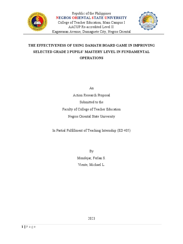 Teaching Internship Action Research (Mondejar and Viente) | PDF ...