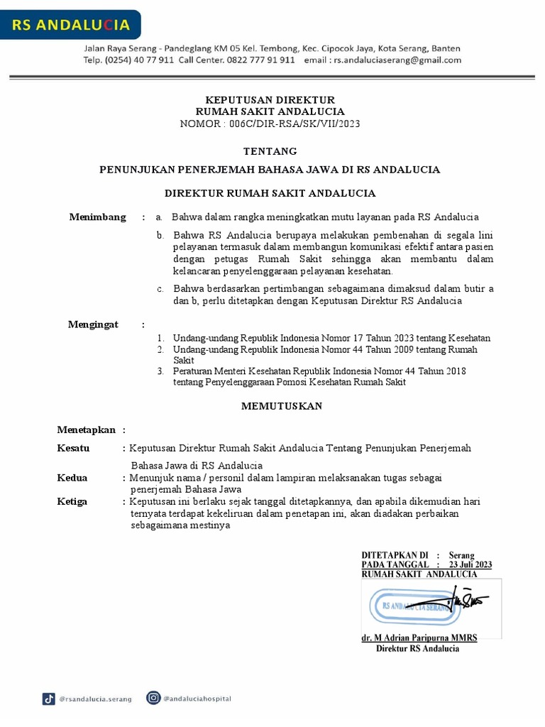 SK Penerjemah Bahasa Jawa | PDF