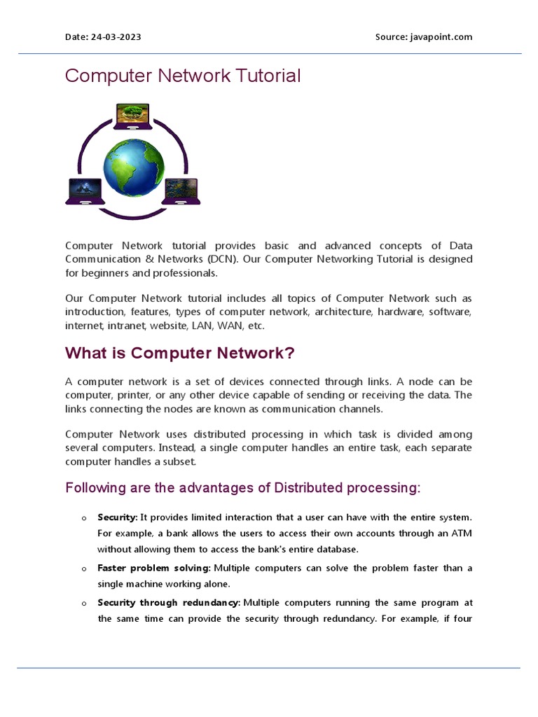 Computer Network Tutorial | PDF | Network Topology | Computer Network