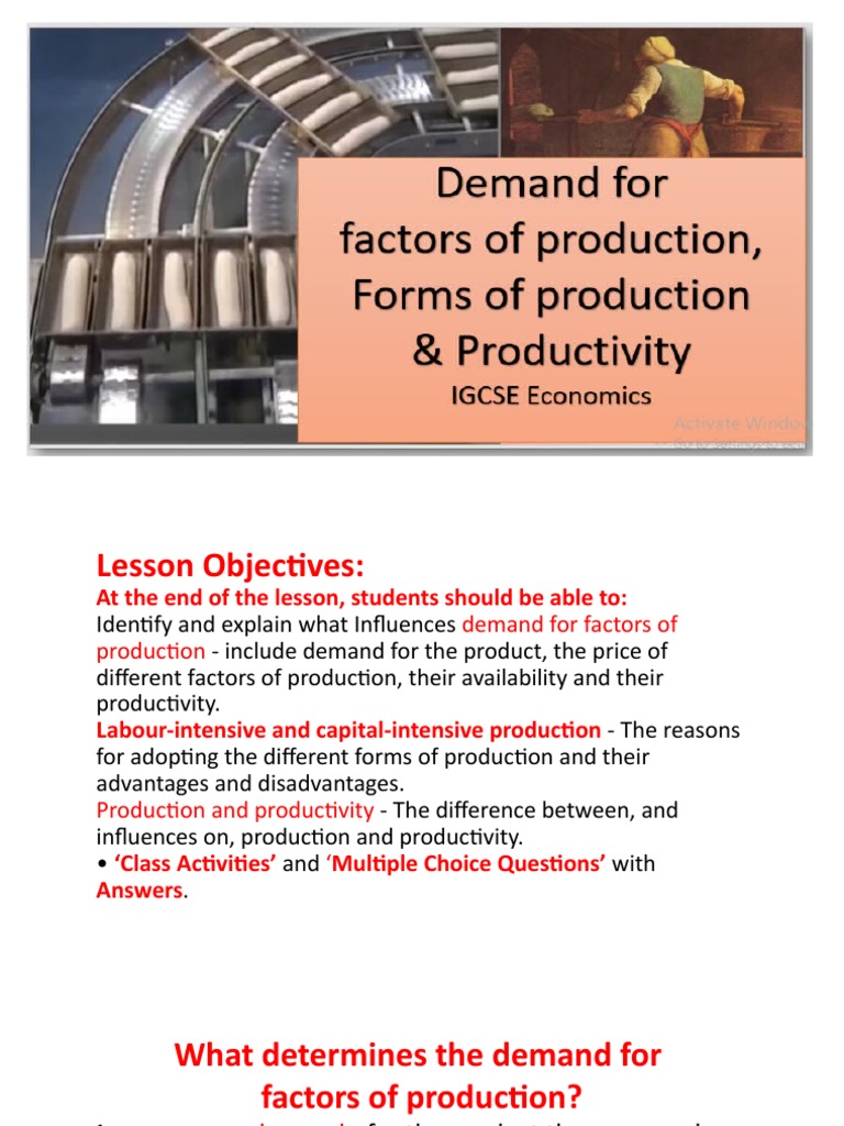Firms Demand For Factors Forms of Production Productivity and ...
