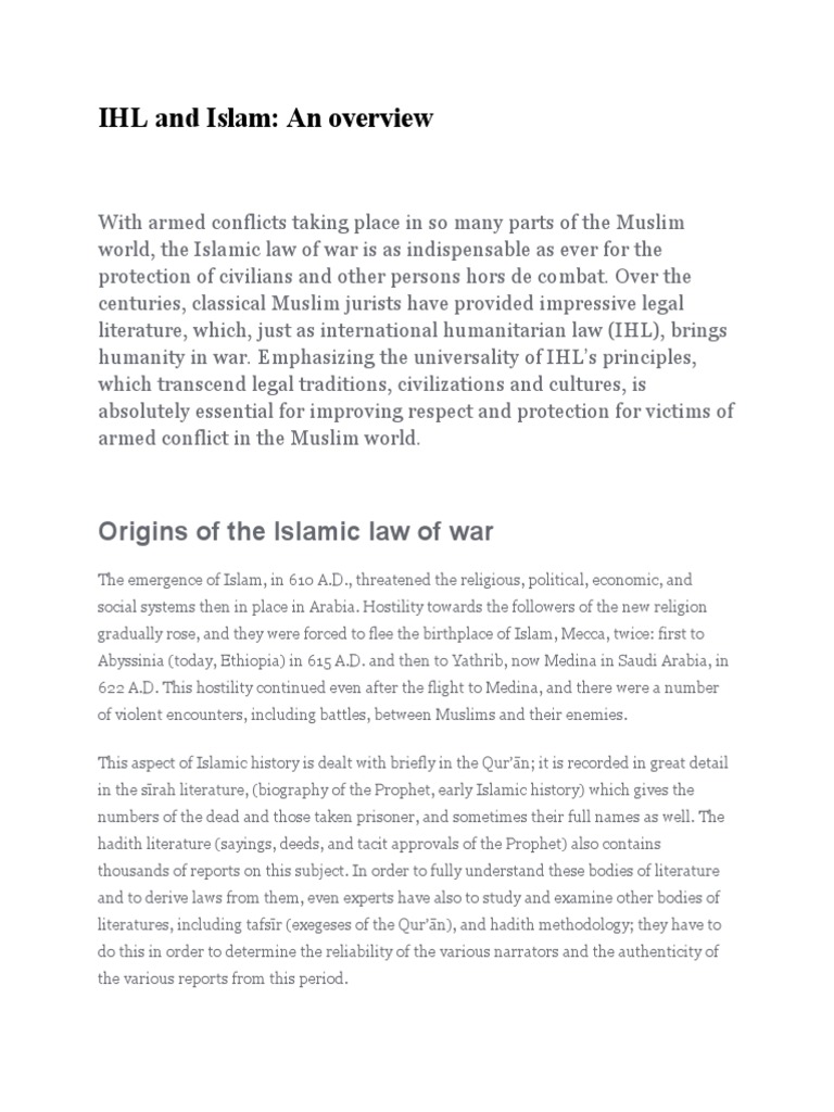 Islamic Law of War and IHL Overview | PDF | International Humanitarian ...