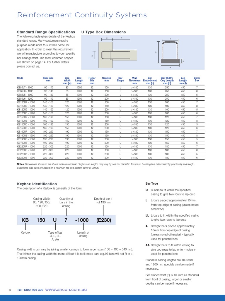 Leviat Ancon Keybox Reinforcement Continuity Systems (1) 8 | PDF | Length