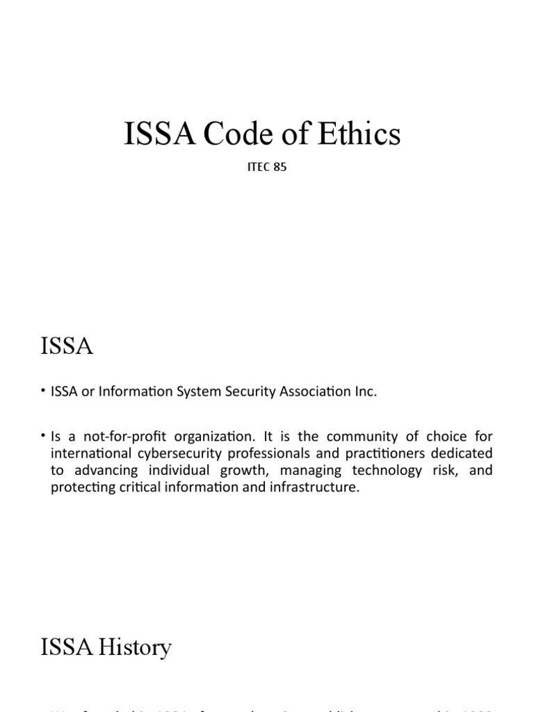 ISSA Code of Ethics | PDF | Information Security | Information