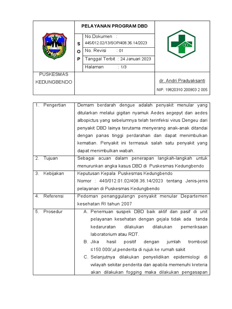 Sop Pelayanan Program DBD | PDF | Pengembangan Diri