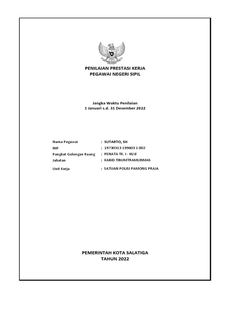 Kabid Tibum Sutarto, SH SKP Ja-Jf 2022 | PDF