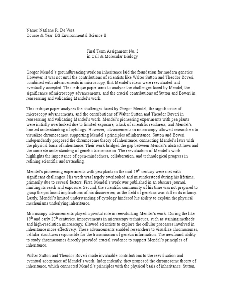 Gregor Mendel's Pea Plant Experiment | PDF | Heredity | Genetics