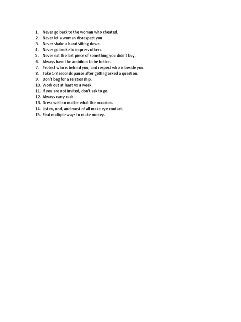 15 Rules For Men | PDF