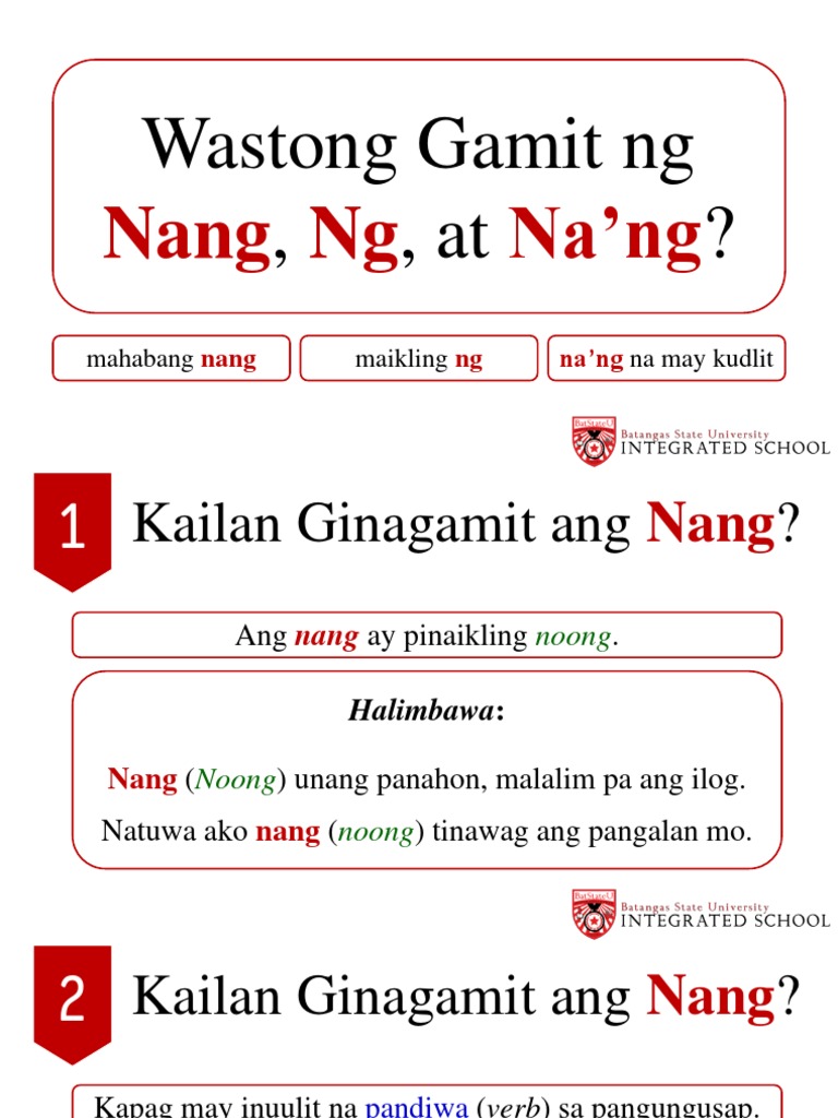 Wastong Gamit NG Nang NG at Nang | PDF