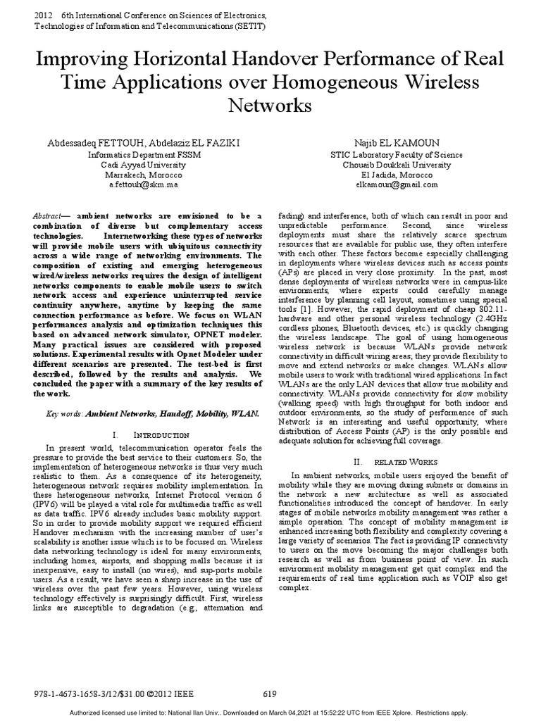 Improving Horizontal Handover Performance Of Real Time Applications Over Homogeneous Wireless