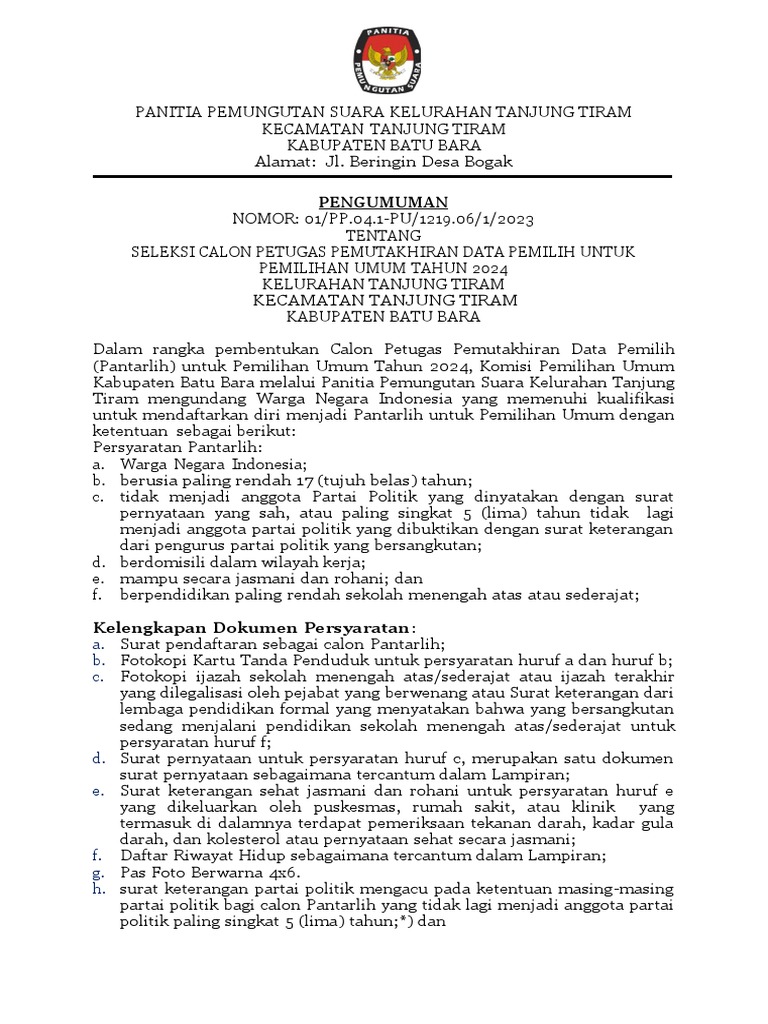 Format Pantarlih | PDF