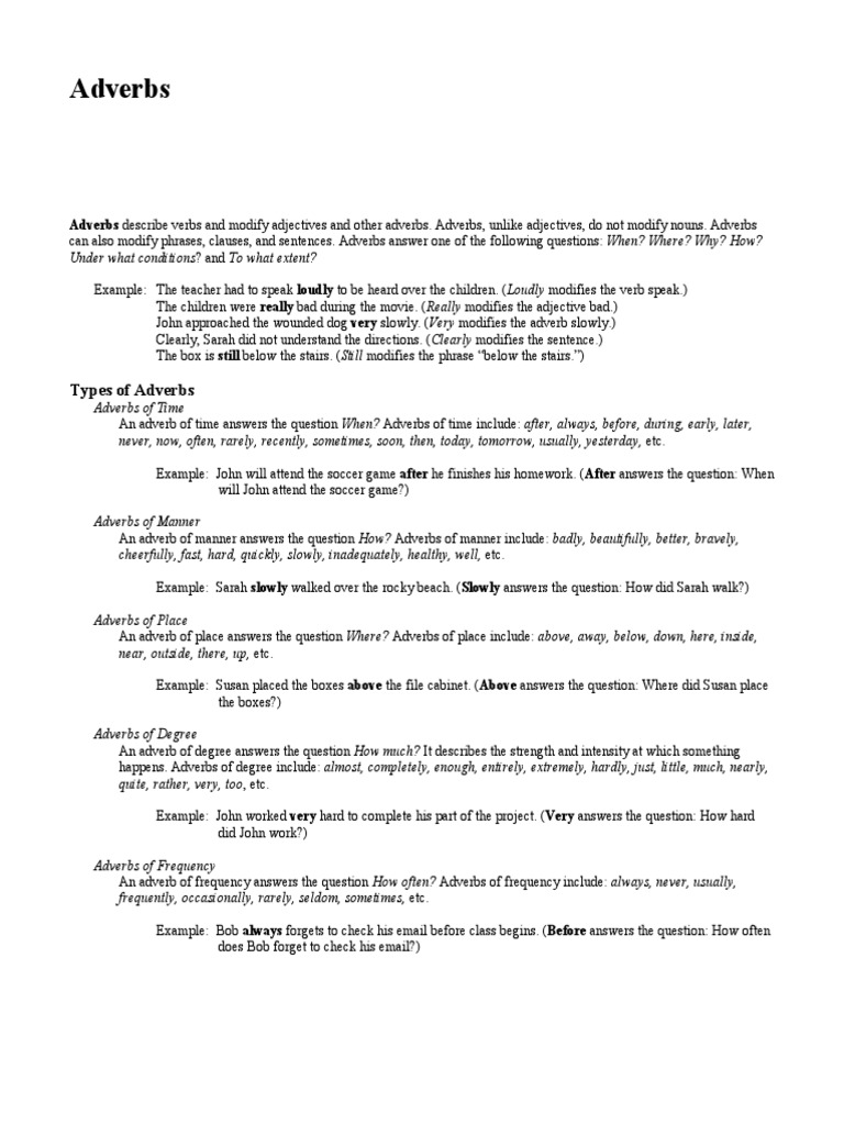 Adverbs Notes | PDF