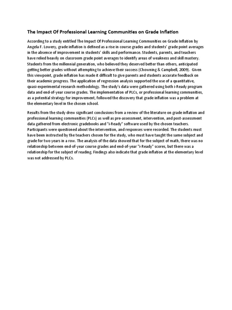 Professional Learning Communities & Grade Inflation | PDF