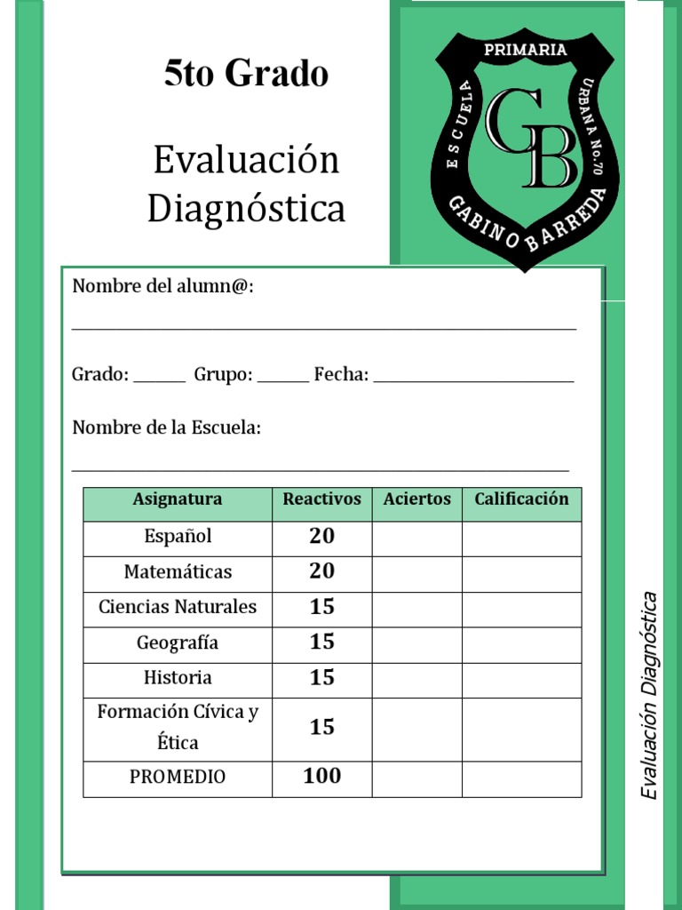 Evaluación Diagnóstica 5to Grado | PDF | México | Nueva españa