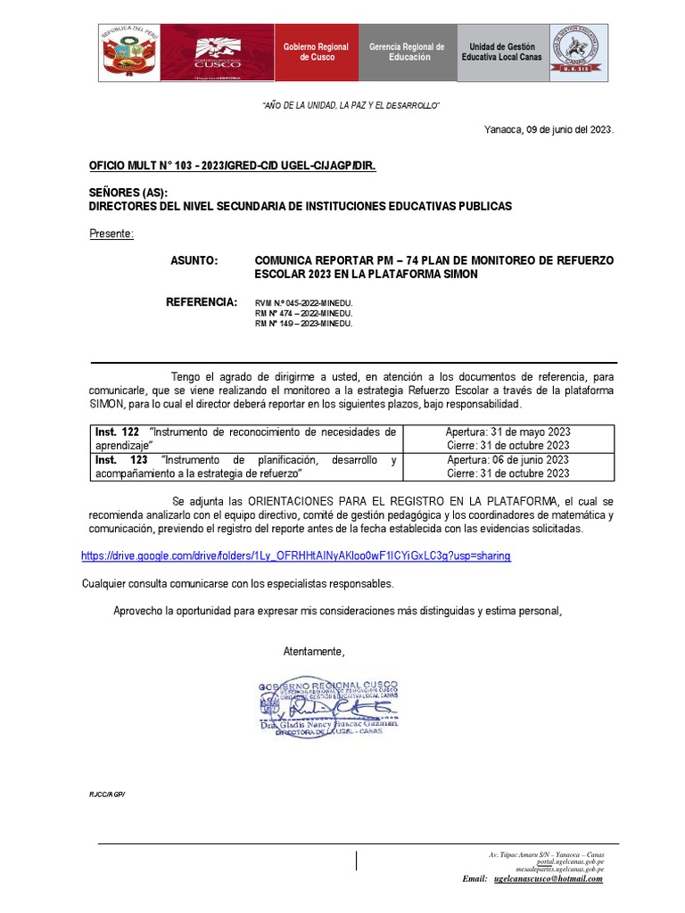 6 Oficio Refuerzo Simon | PDF