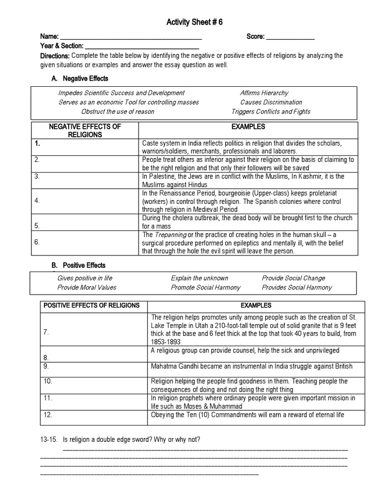 Activity Sheets - Demo | PDF