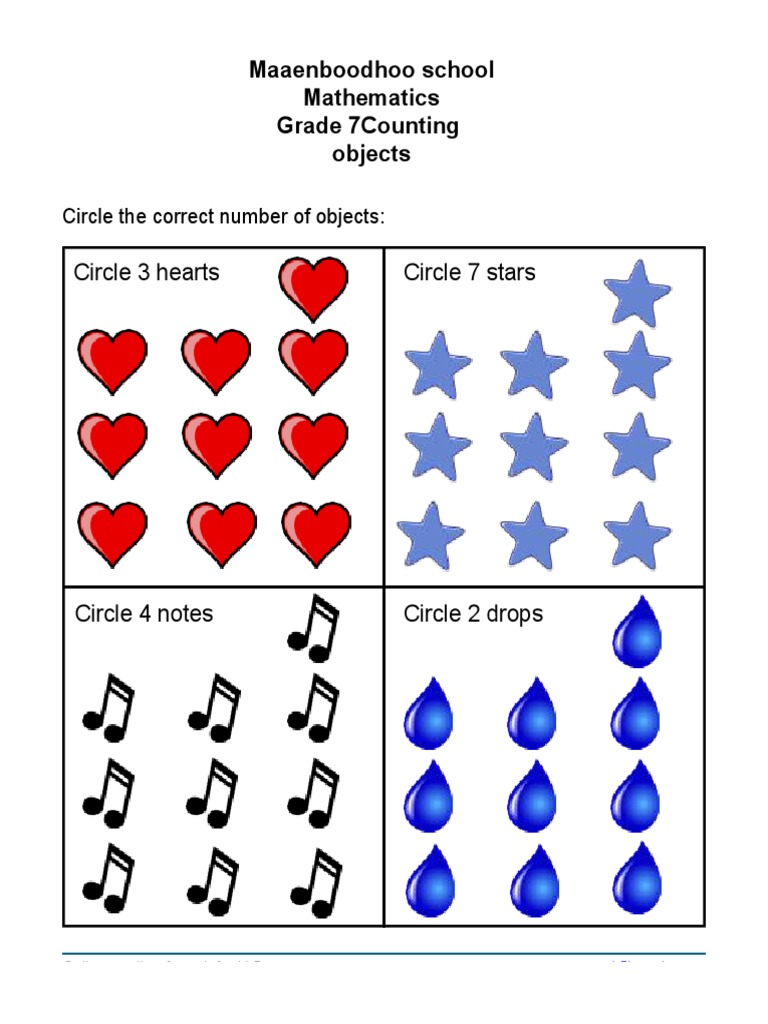 Counting Objects To 20 - Grade 1 Math Worksheet - 1 | PDF