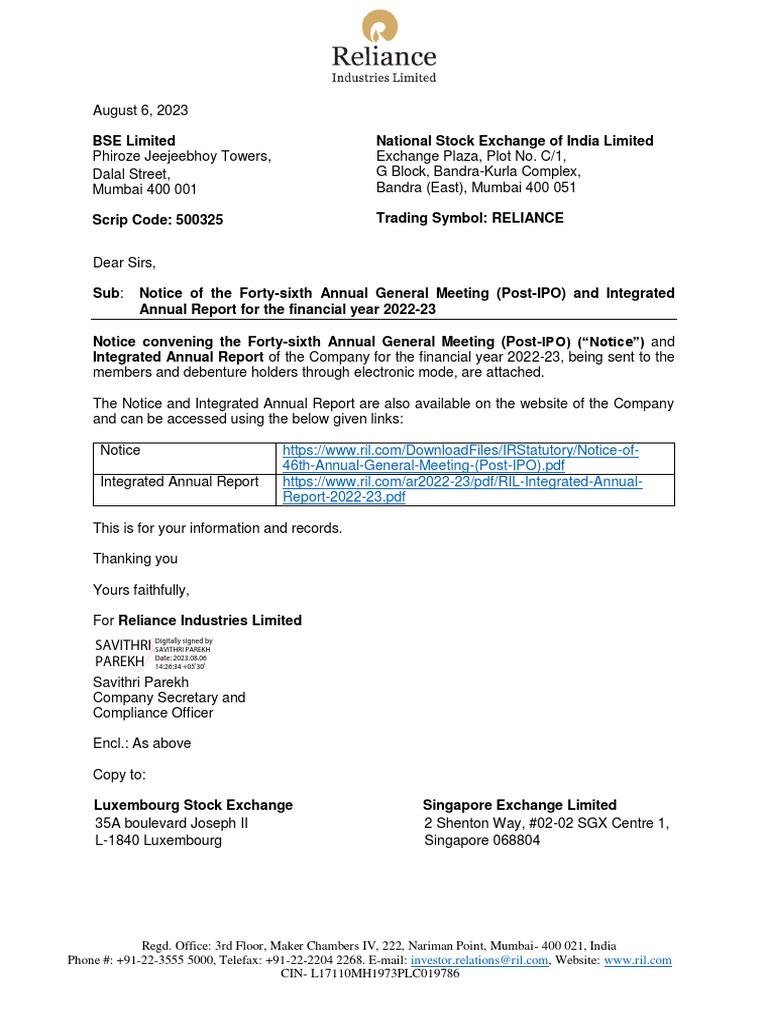 Savithri Parekh: 46th-Annual-General-Meeting - (Post-IPO) .PDF Report ...