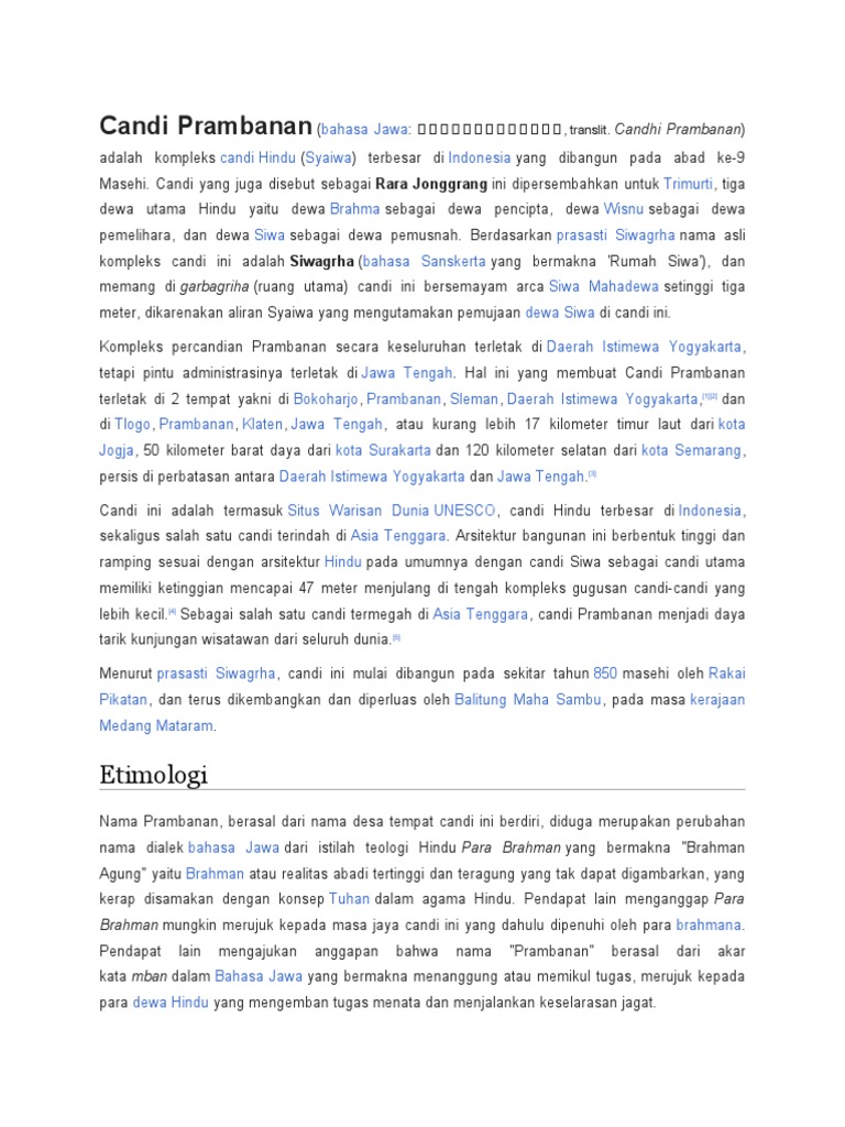 Candi Prambanan | PDF