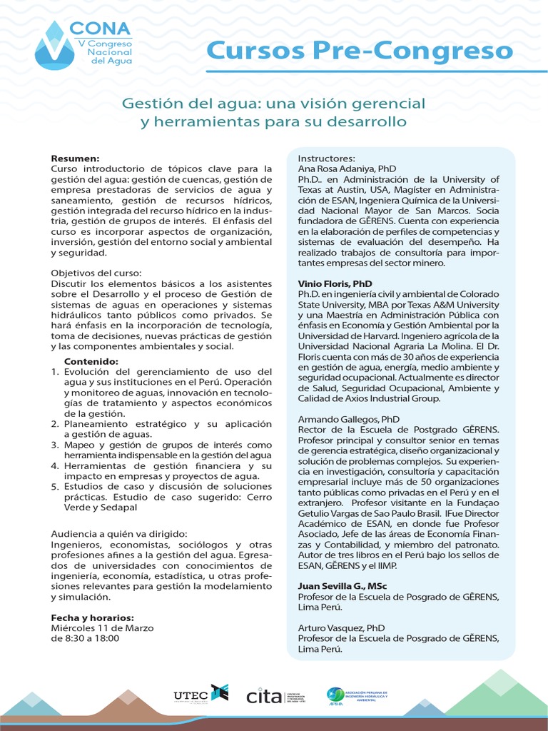 C5 Gestión Del Agua Una Visión Gerencial Y Herramientas Para Su