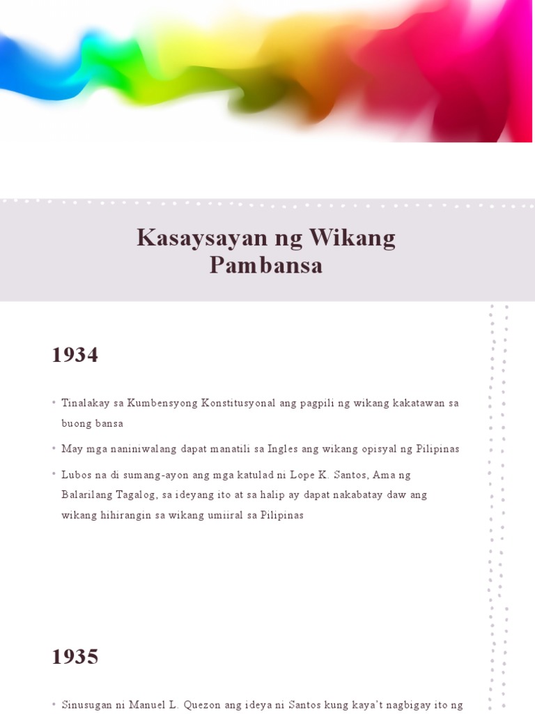 Kasaysayan NG Wikang Pambansa | PDF