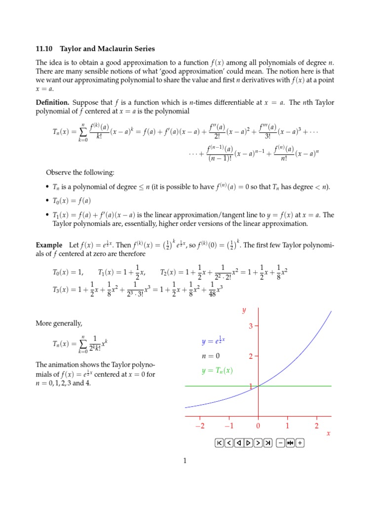 11.10 Taylor and Maclaurin Series: Definition | PDF | Polynomial ...