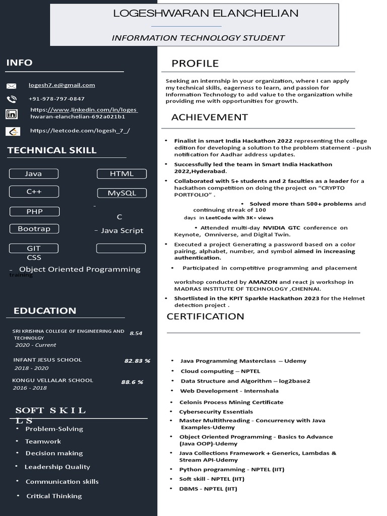 Logeshwaran.E _ Resume (1) | PDF | Object Oriented Programming | Software Development
