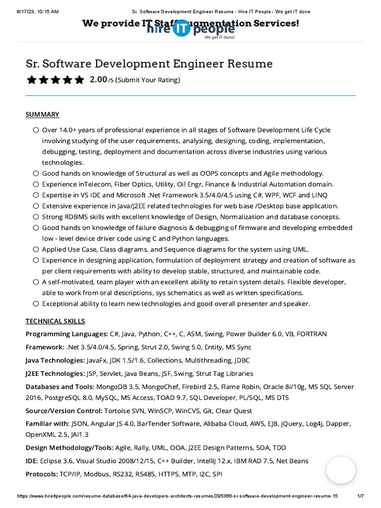 Sr. Software Development Engineer Resume | PDF | Computers