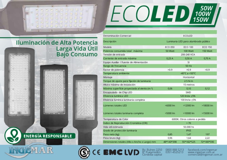 Ficha Tecnica ECOLED | PDF | Diodo emisor de luz | Radiación electromagnética