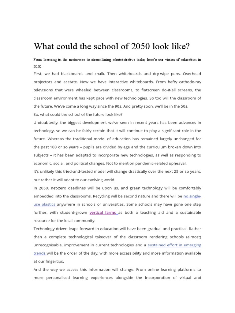 What Could The School of 2050 Look Like | PDF | Augmented Reality ...
