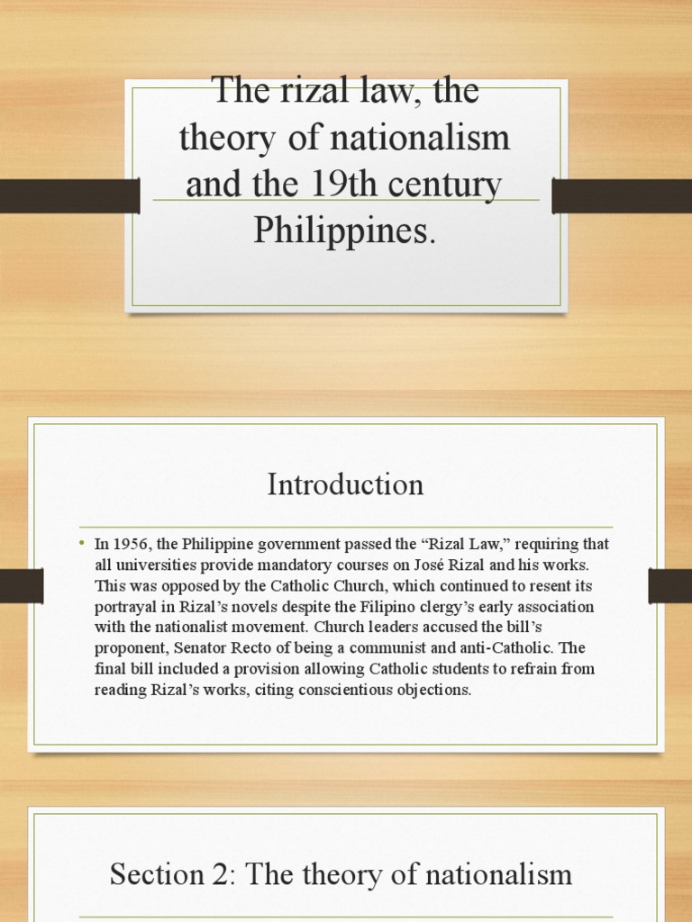 The Rizal Law The Theory of Nationalism G1 | PDF