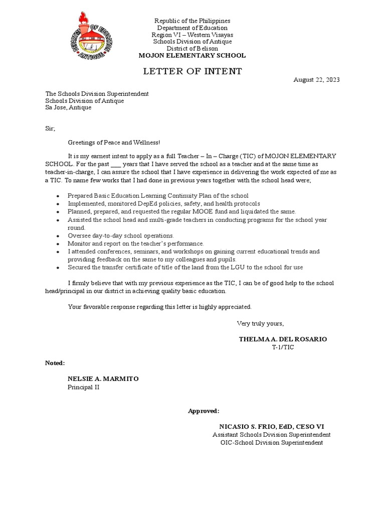 Letter of Intent Tic | PDF