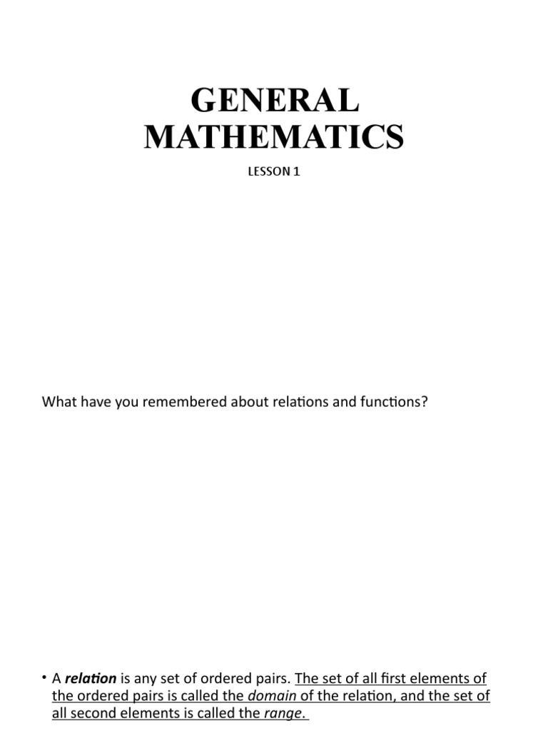 Gen Math Q1 Lesson 1 | PDF | Function (Mathematics) | Mathematics Gen Math Q1 Lesson 1 | PDF | Function (Mathematics) | Mathematics