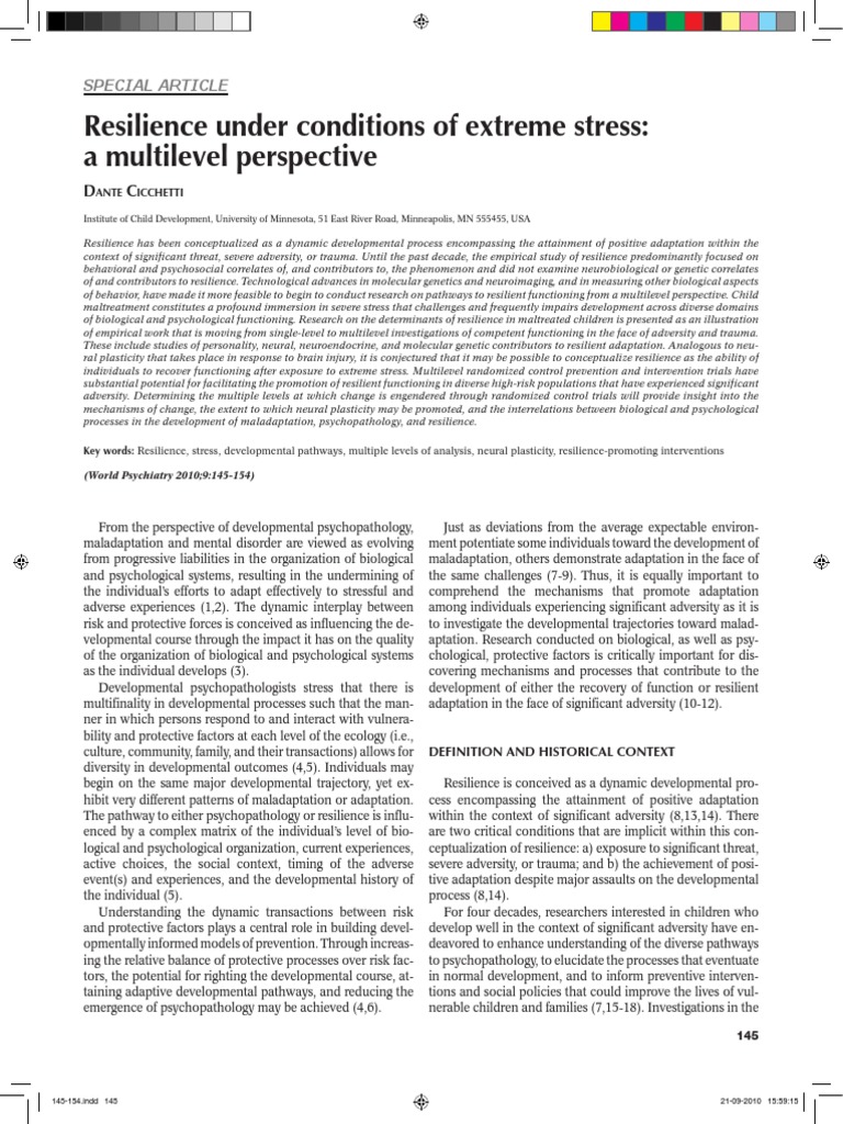 Cicchetti Resilience | PDF | Psychological Resilience | Stress (Biology)