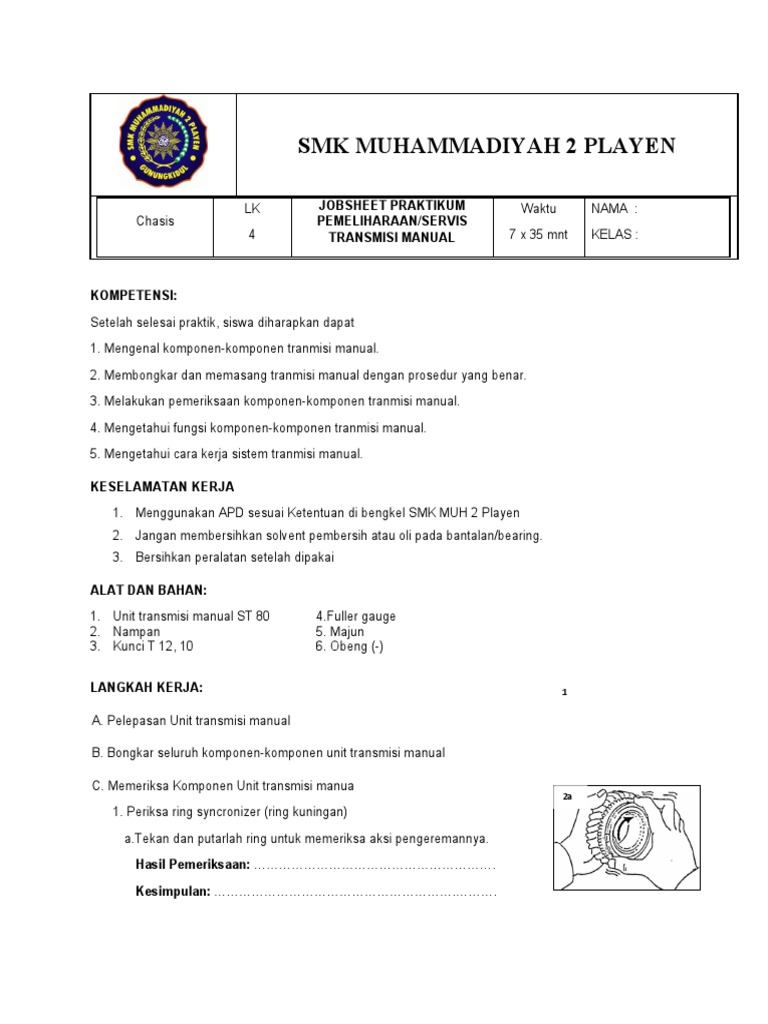 Jobsheet Pemeliharaan Transmisi | PDF | Teknologi & Rekayasa