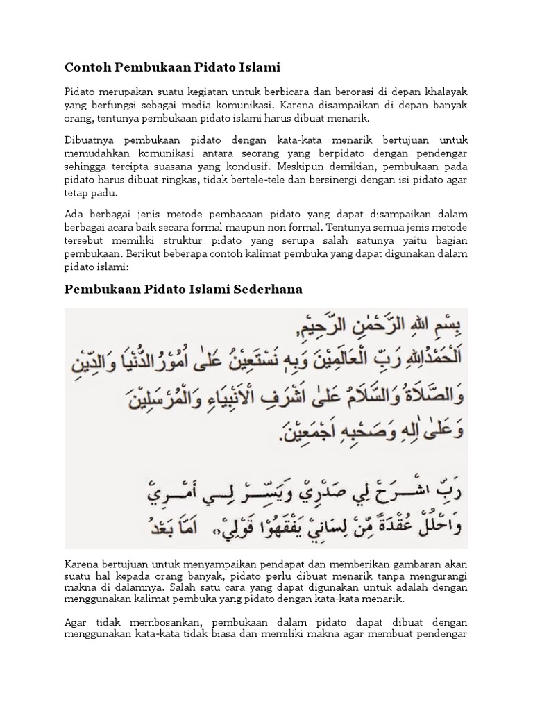 Contoh Pembukaan Pidato Islami - @alus | PDF