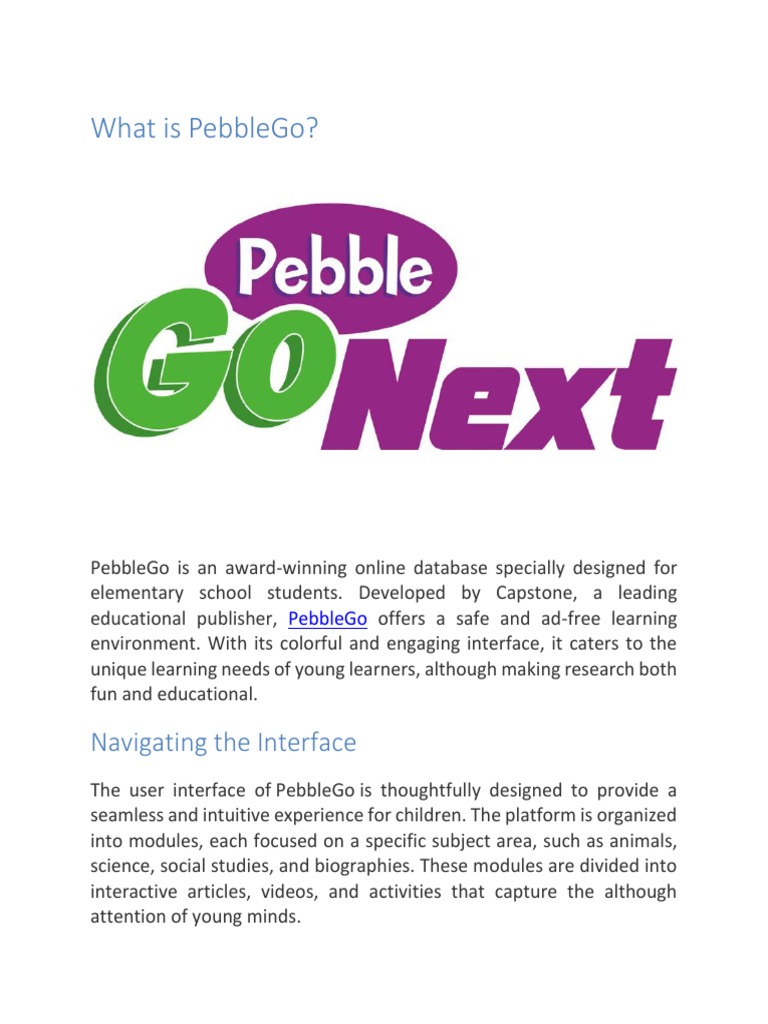 What Is PebbleGo | PDF | Learning | Information Literacy