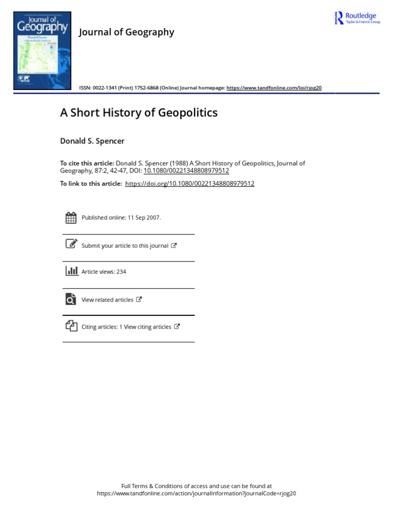 A Short History of Geopolitics | PDF | Geopolitics