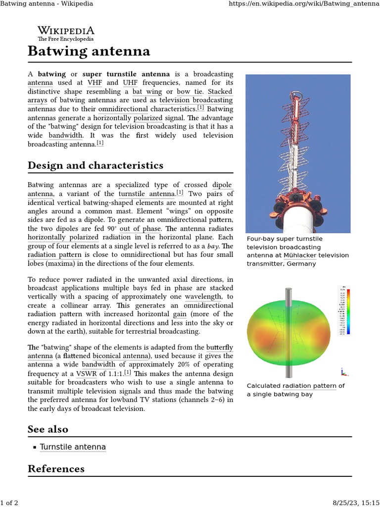 Batwing antenna - Wikipedia | PDF
