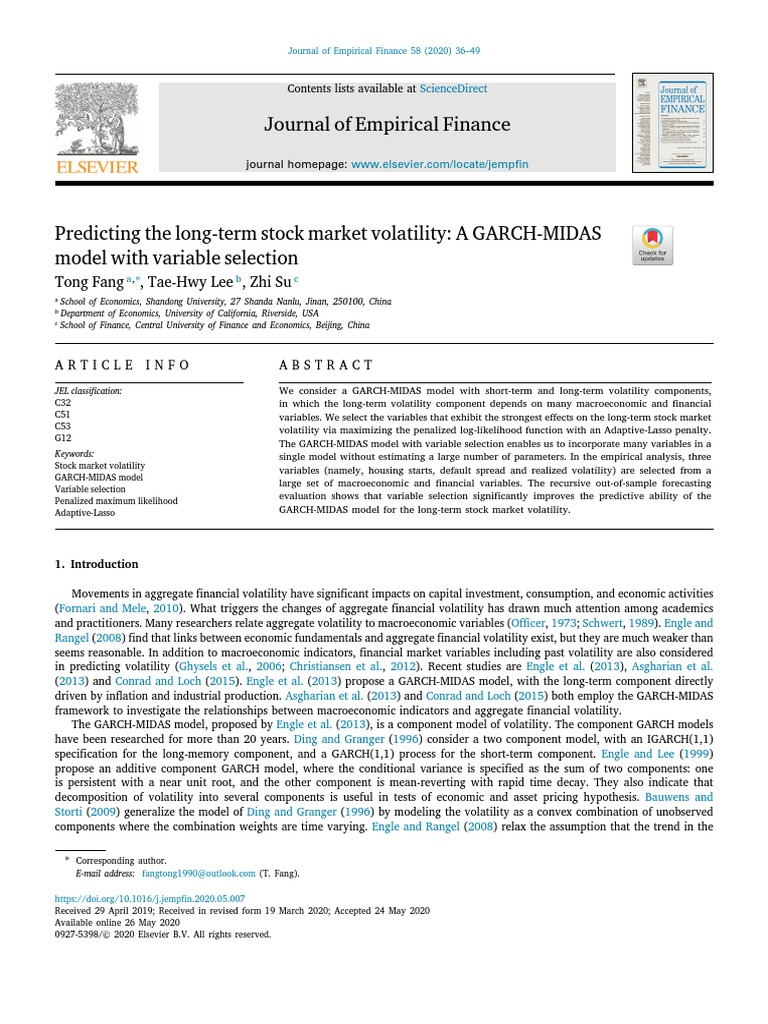 Predicting The Long-Term Stock Market Volatility A GARCH-MIDAS Model With Variable Selection ...