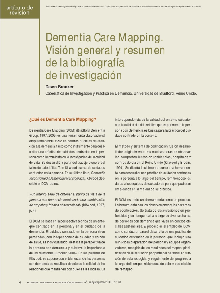 Dementia Care Mapping Mapa de Cuidados de Las Demencias Thomas Kitwood ...