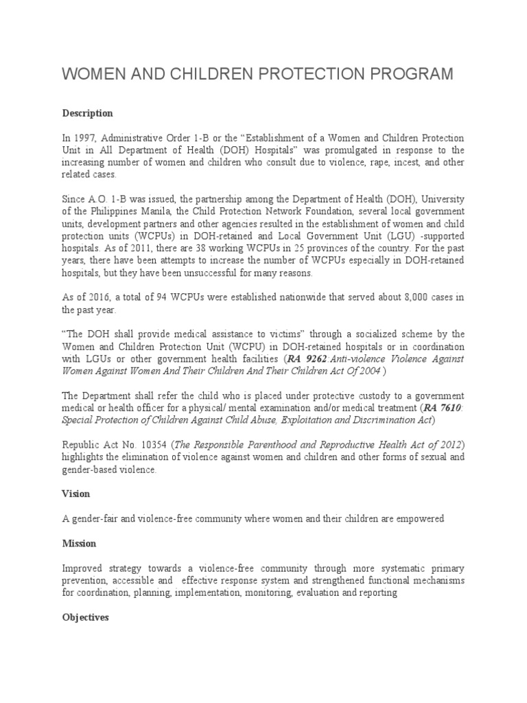 Women and Children Protection Program Doh and Doj | PDF | Violence ...