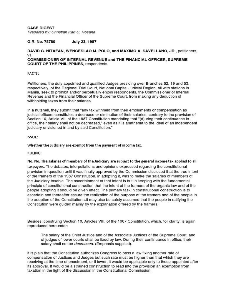 Nitafan v. Cir Case Digest | PDF | Taxes | Judiciaries