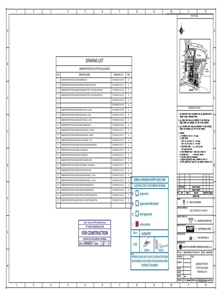 Civil Drawing - Admin Building - IFC Approved Rev 01 | PDF