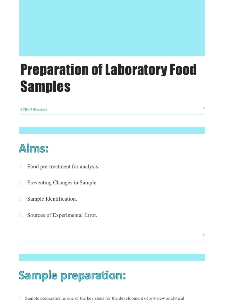 1 Preparation of Laboratory Food Samples | PDF