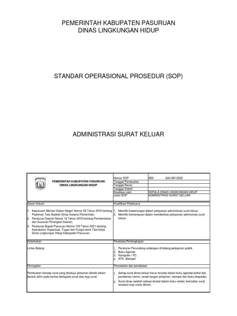 Sop Surat Keluar | PDF