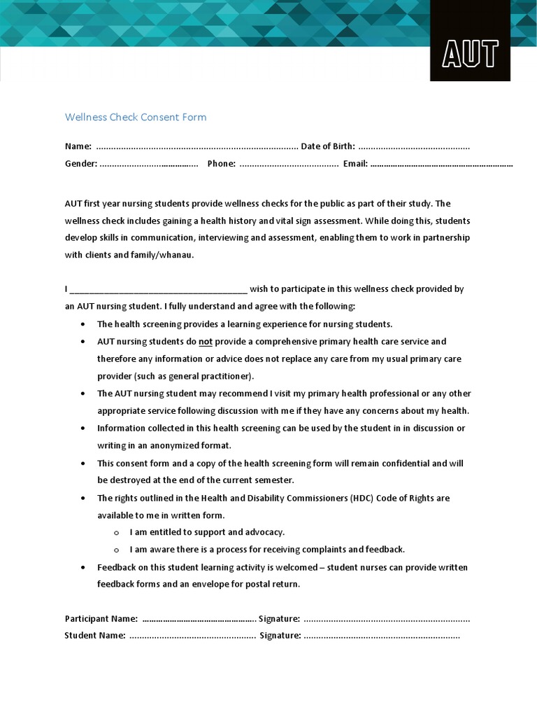 Wellness Check Consent Form | PDF | Career & Growth